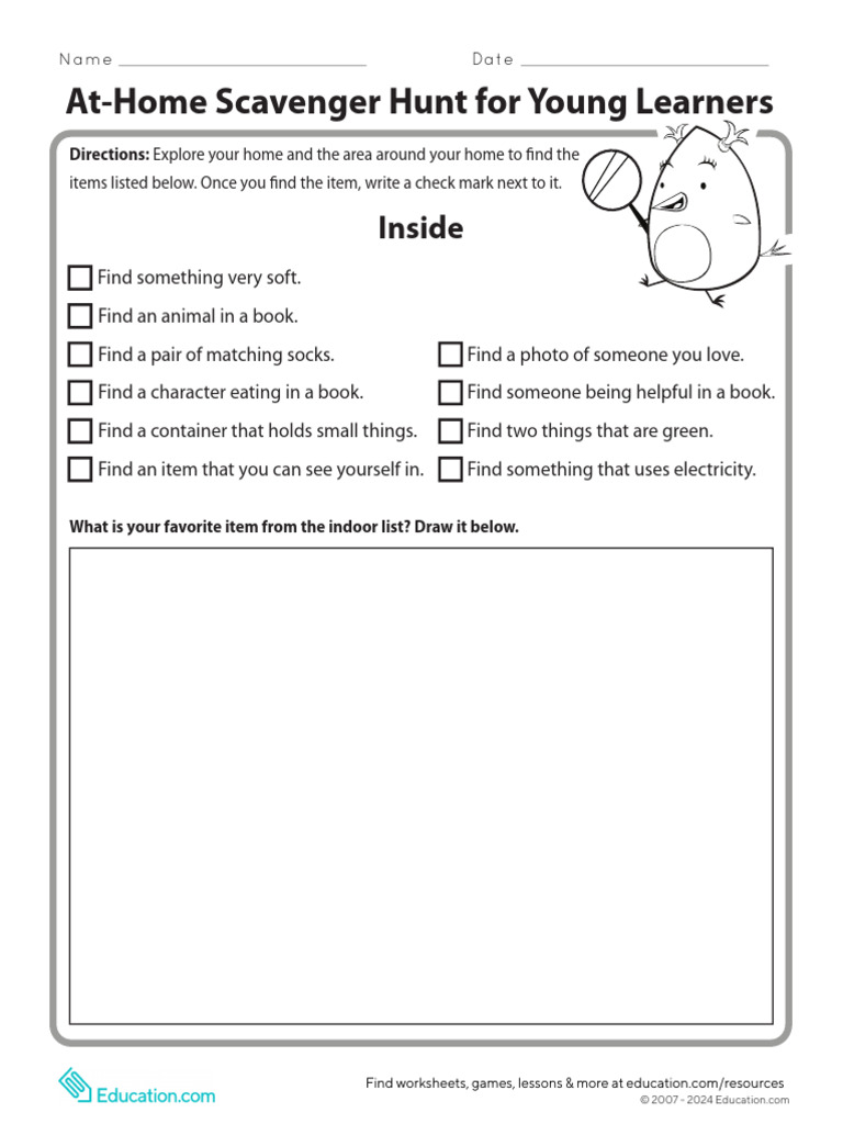 At Home Scavenger Hunt For Young Learners | PDF