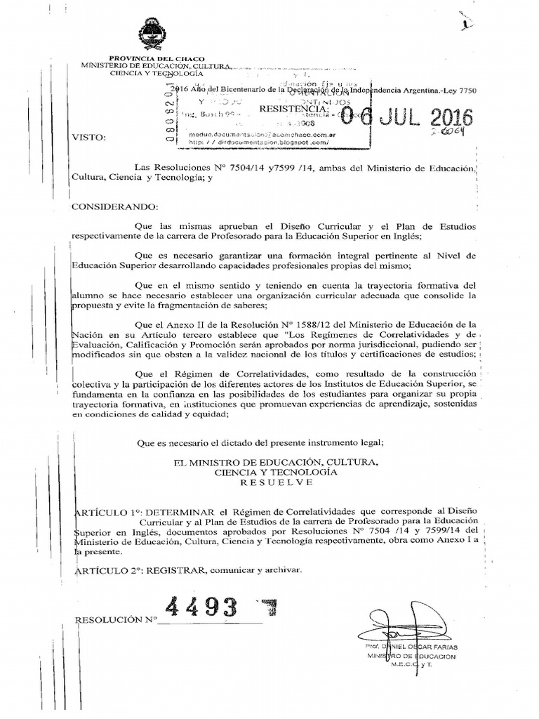 Correlatividades Inglés Resol 4493-16 | PDF