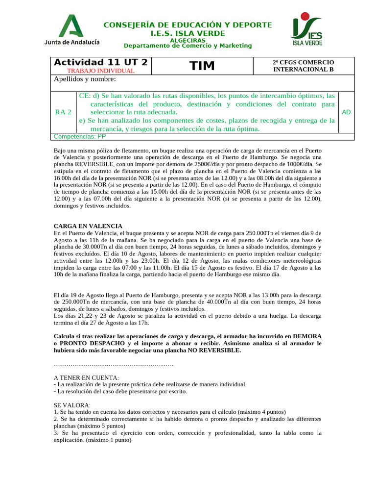 TIM - P11 - UT2 Repaso Final Plancha | PDF | Envío