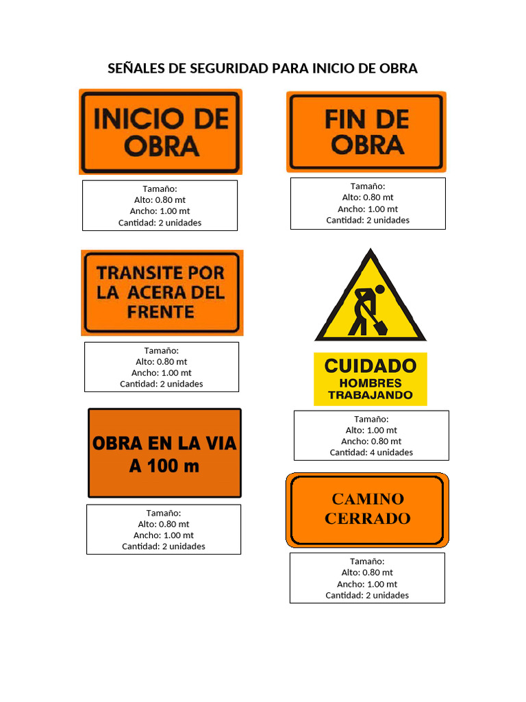 Señales de Seguridad para Inicio de Obra | PDF