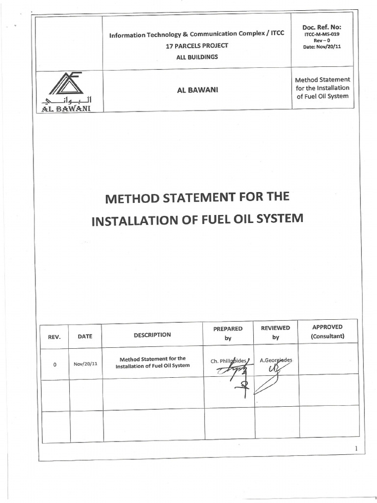 ITCC-M-MS-019 Rev.0 - Installation of Fuel Oil System | PDF
