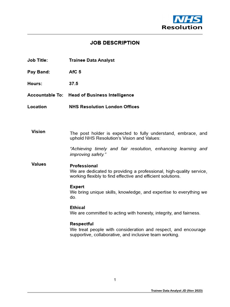 Trainee Data Analyst JD | PDF | Data Analysis | Intelligence Analysis