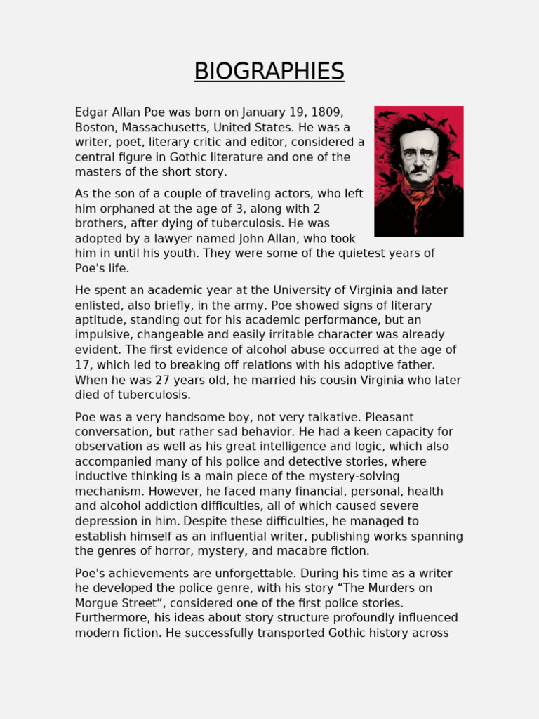 BIOGRAPHIES | PDF | Mystery, Thriller & Crime Fiction | General Fiction