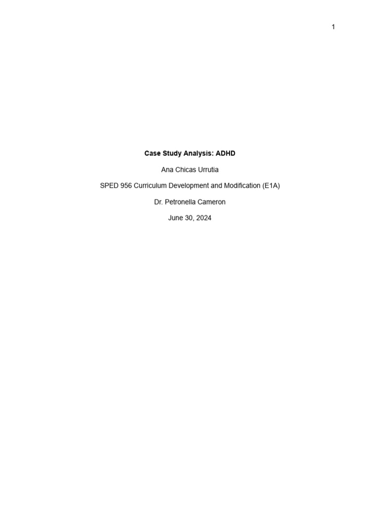 Case Study Analysis | PDF | Attention Deficit Hyperactivity Disorder ...
