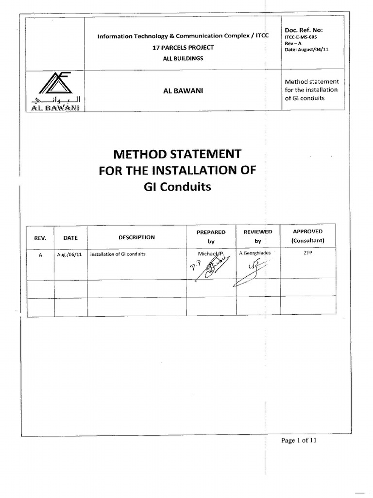 ITCC-E-MS-005 Rev-A - Installation of GI Conduits | PDF