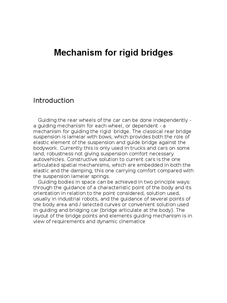 Rigid Bridge Mechanism in Automotive Design | PDF | Transmission ...