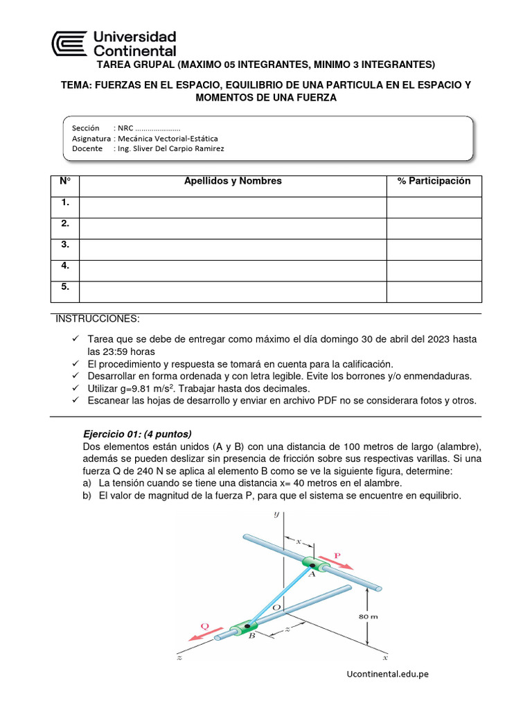Prueba de Grupal - Mec. Vect. Estatica | PDF | Mecánica | Ingeniería mecánica