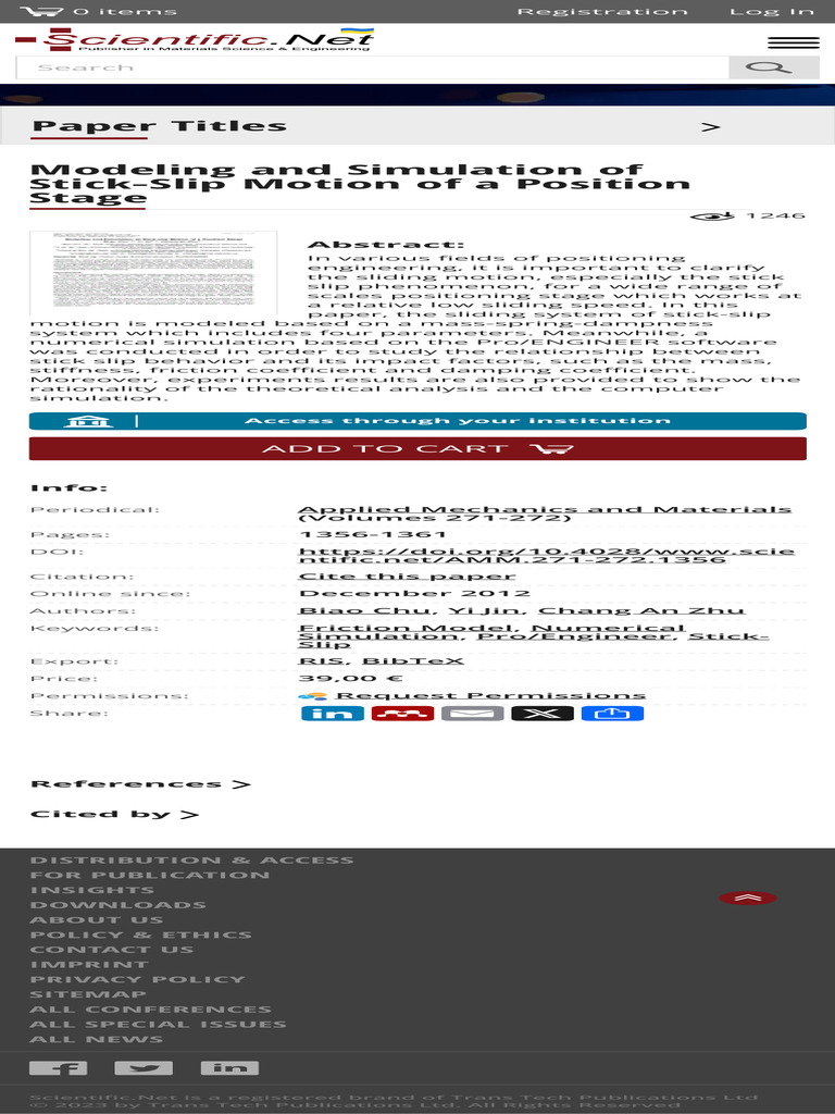 Modeling and Simulation of Stick-Slip Motion of A Position Stage | PDF ...