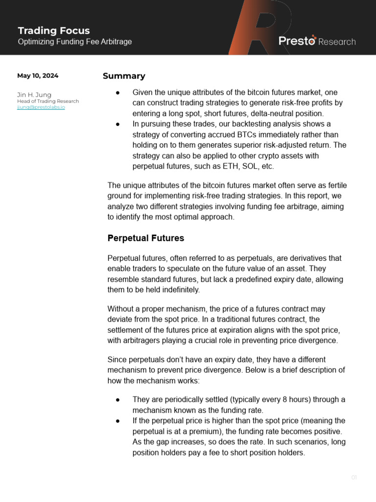 Trading Focus - 3 Optimizing Funding Fee Arbitrage | PDF | Futures ...