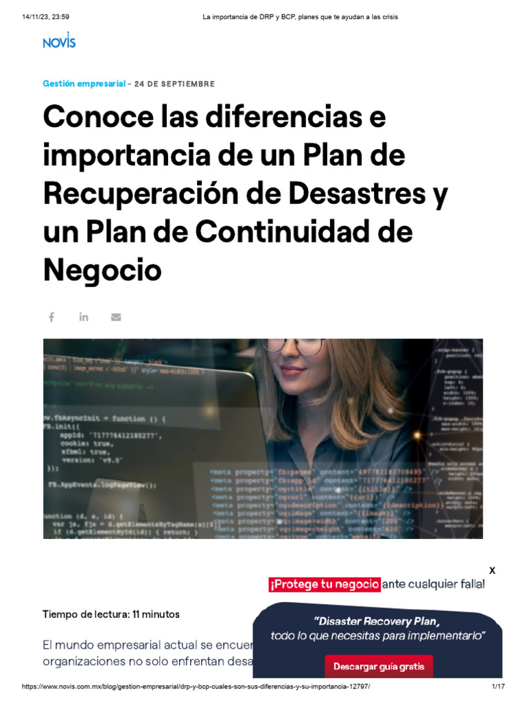 La Importancia de DRP y BCP, Planes Que Te Ayudan A Las Crisis | PDF ...