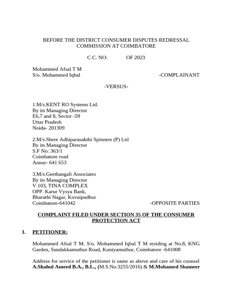 Consumer Case Afsal | PDF | Justice | Crime & Violence