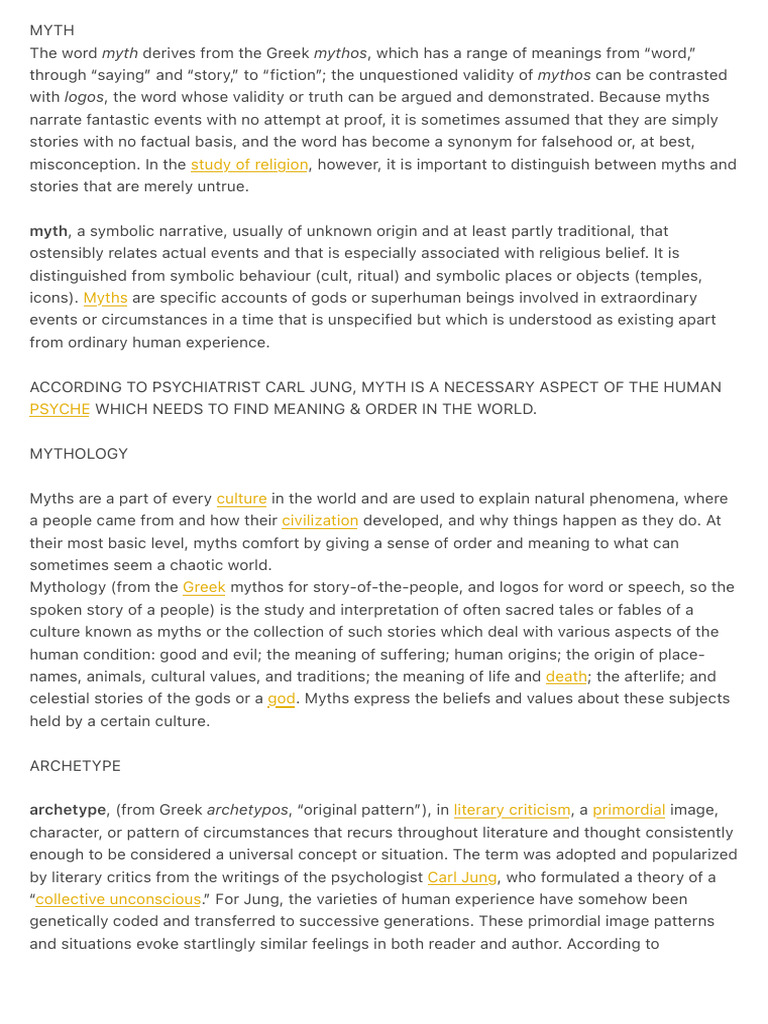 Myth | PDF | Archetype
