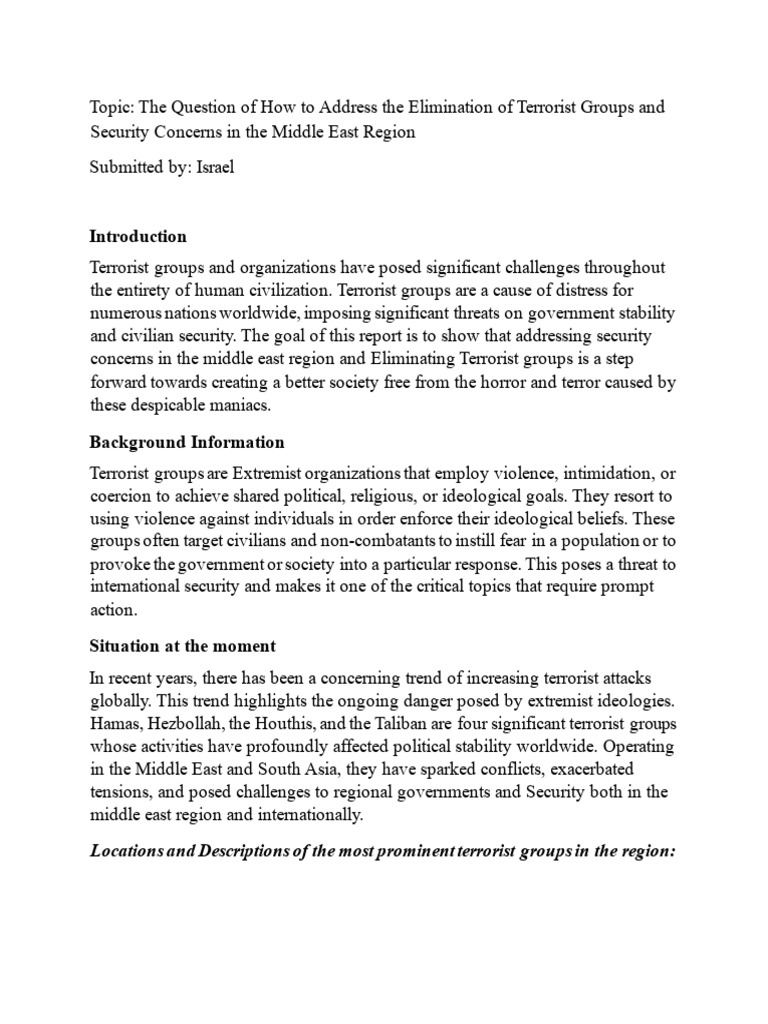 Topic Report - The Question of How To Address The Elimination of ...