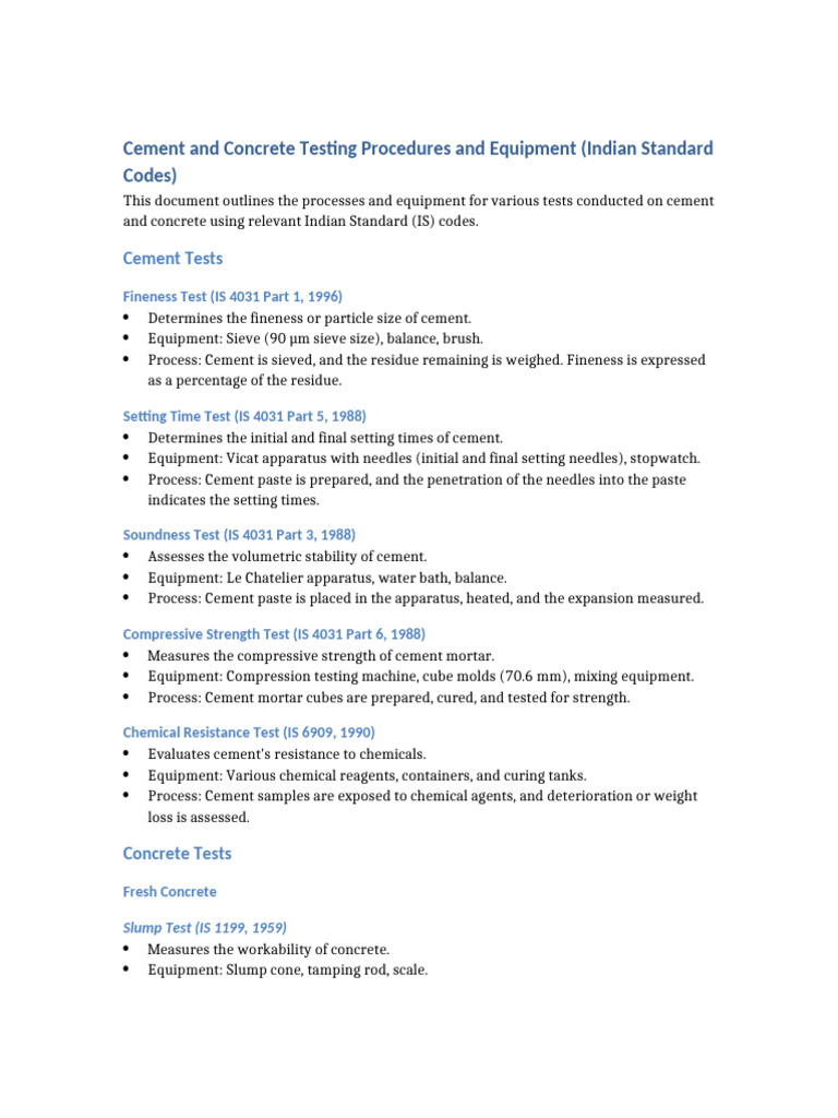 Cement and Concrete Tests Is Codes | PDF | Concrete | Strength Of Materials