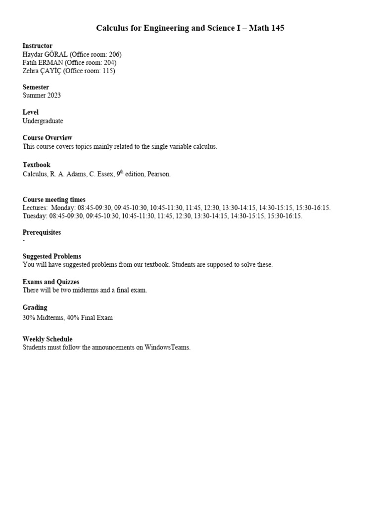Calculus For Engineering and Science I 2023 | PDF | Integral | Function ...