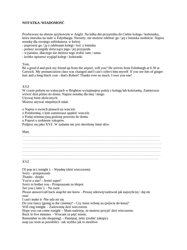 Notatka, Ogłoszenie | PDF
