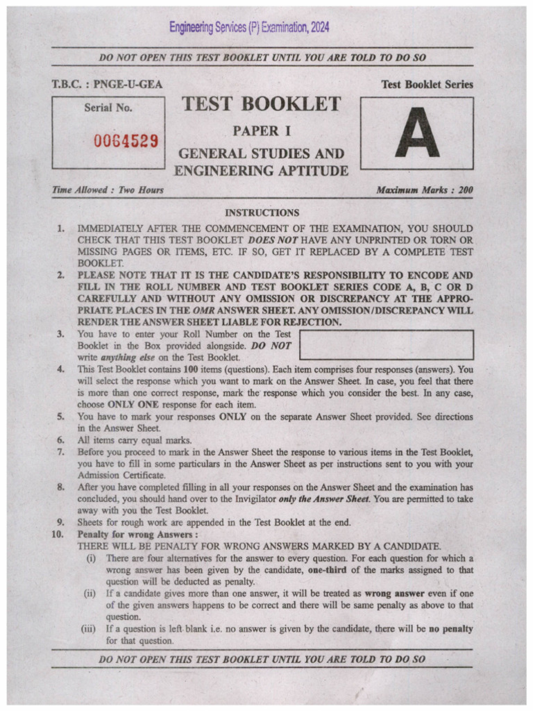 QP Enggservcprelexam 24 General Studies and Engineering Aptitude 190224 ...