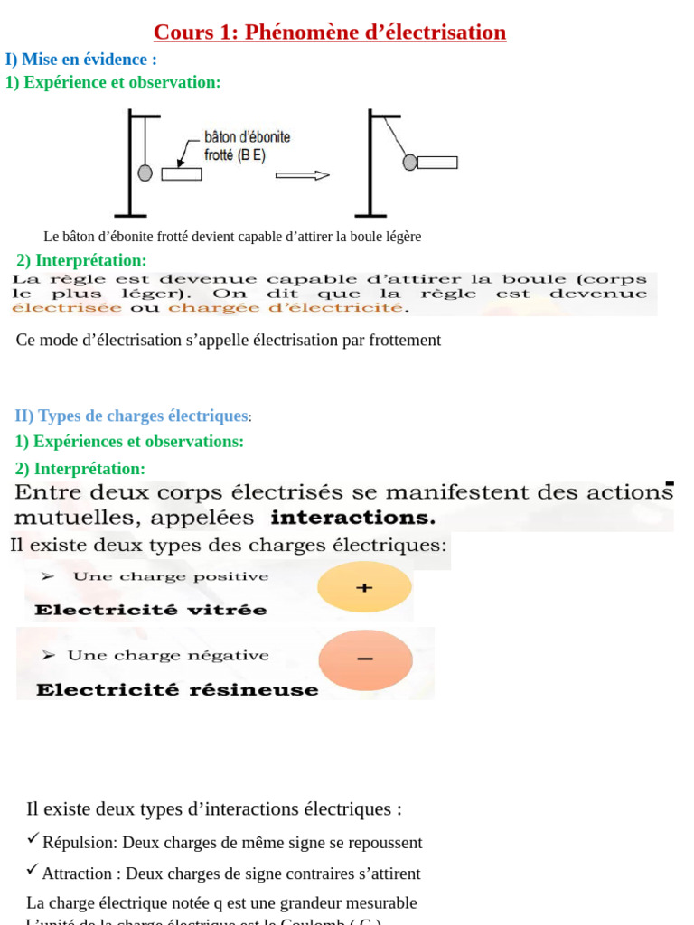 Cours Électrisation | PDF | Charge électrique | Électricité