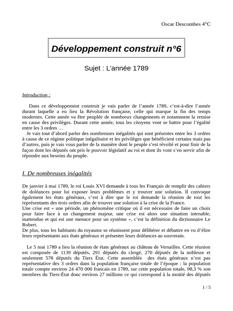 Developpement Construit N°6 Oscar DESOMBES | PDF | Gilbert du Motier de ...