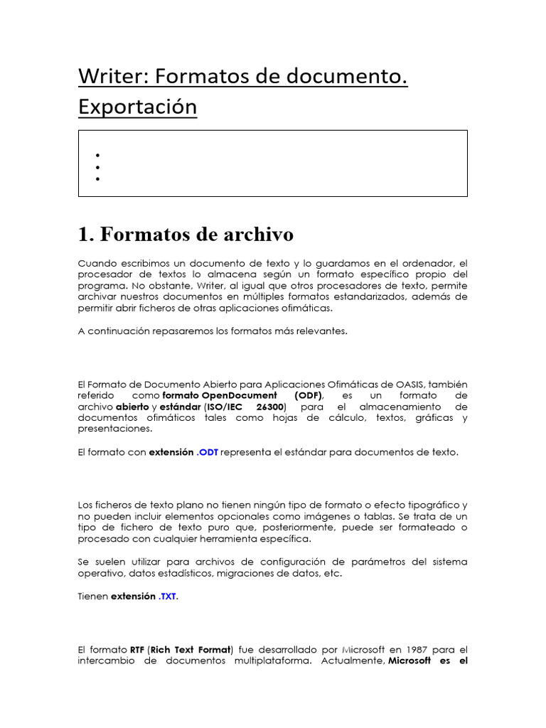 Formatos de Documento en Writer | PDF | HTML | Microsoft Word