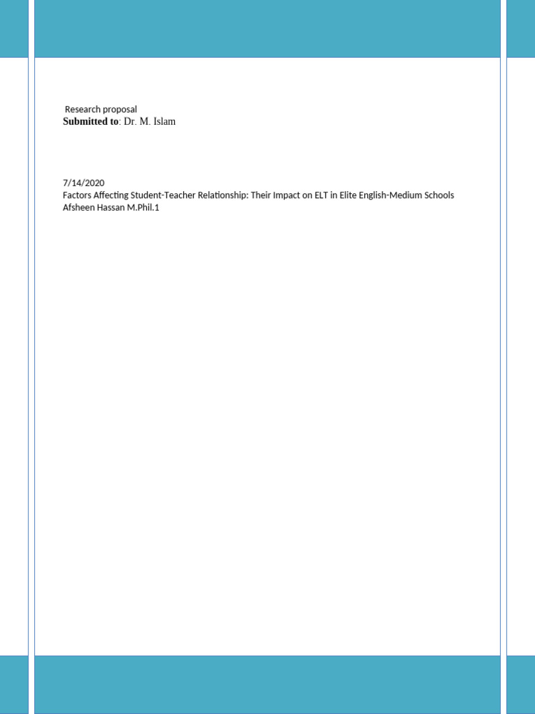 Research Proposal Sample | PDF | Teachers | Learning