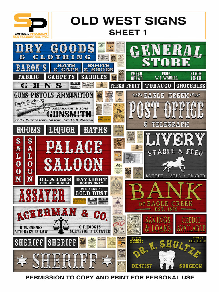 Sarissa Old West Signage Sheet 1 - v2 | PDF