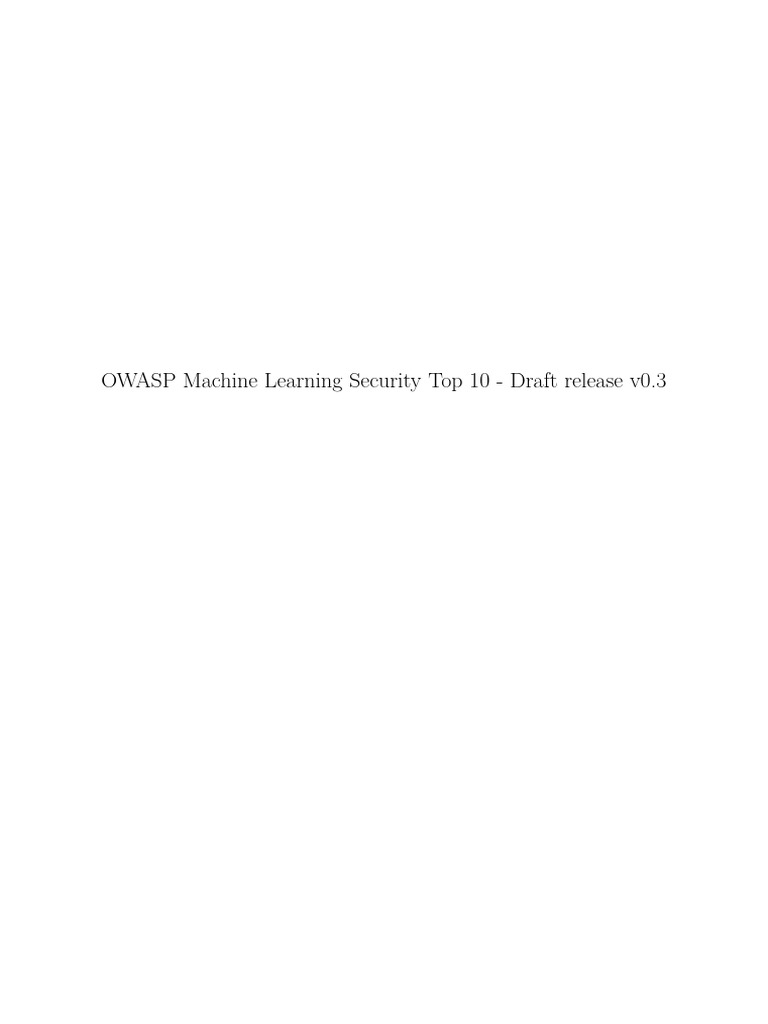 OWASP Machine Learning Security Top 10 | PDF | Security | Computer Security