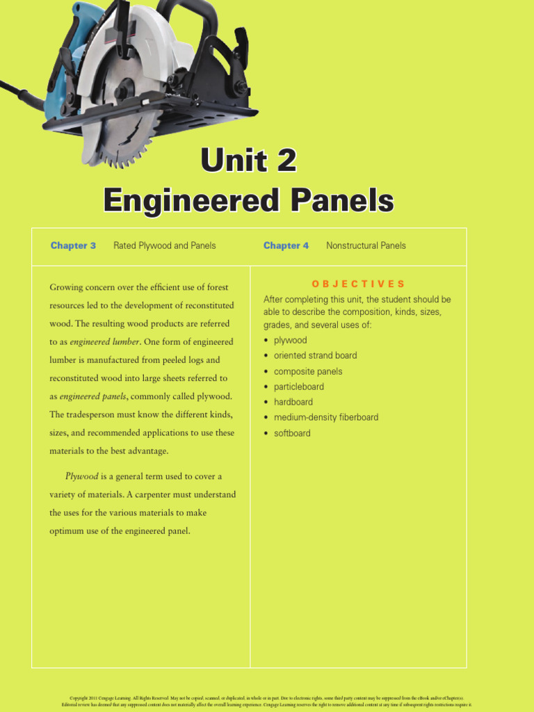 Unit 2. Chapter 03 & 04 Engineered Panels | PDF | Plywood | Wood