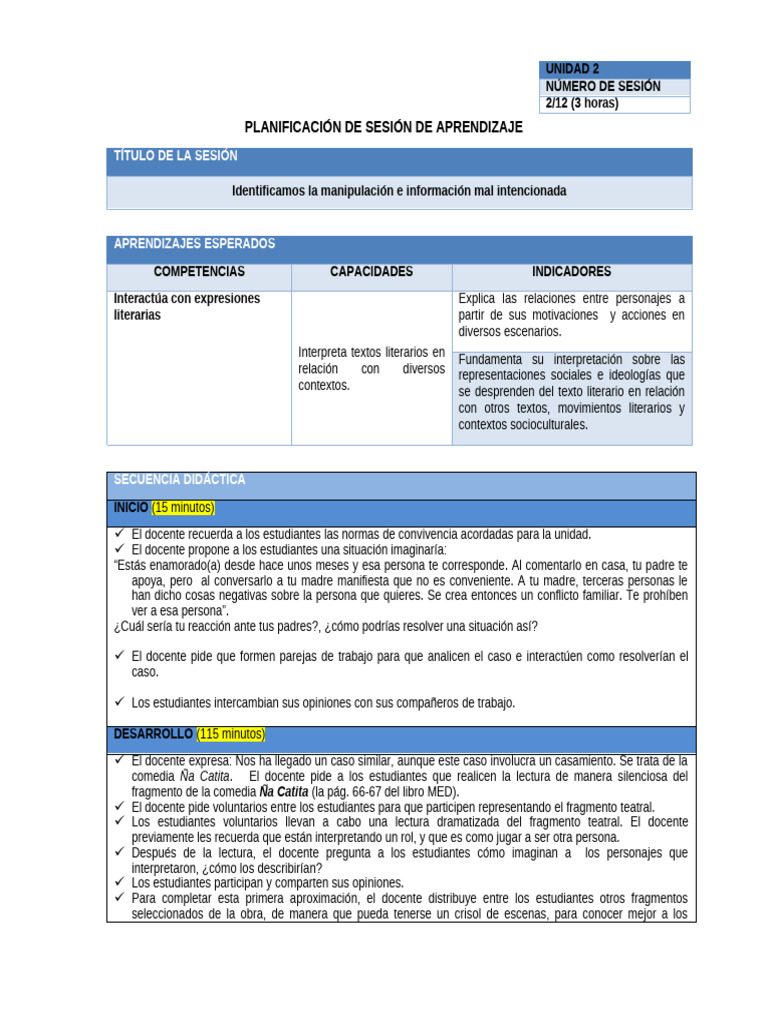COM4 - U2-SESION2 - Identificamos La Manipulación e Información Mal Intencionada | PDF ...