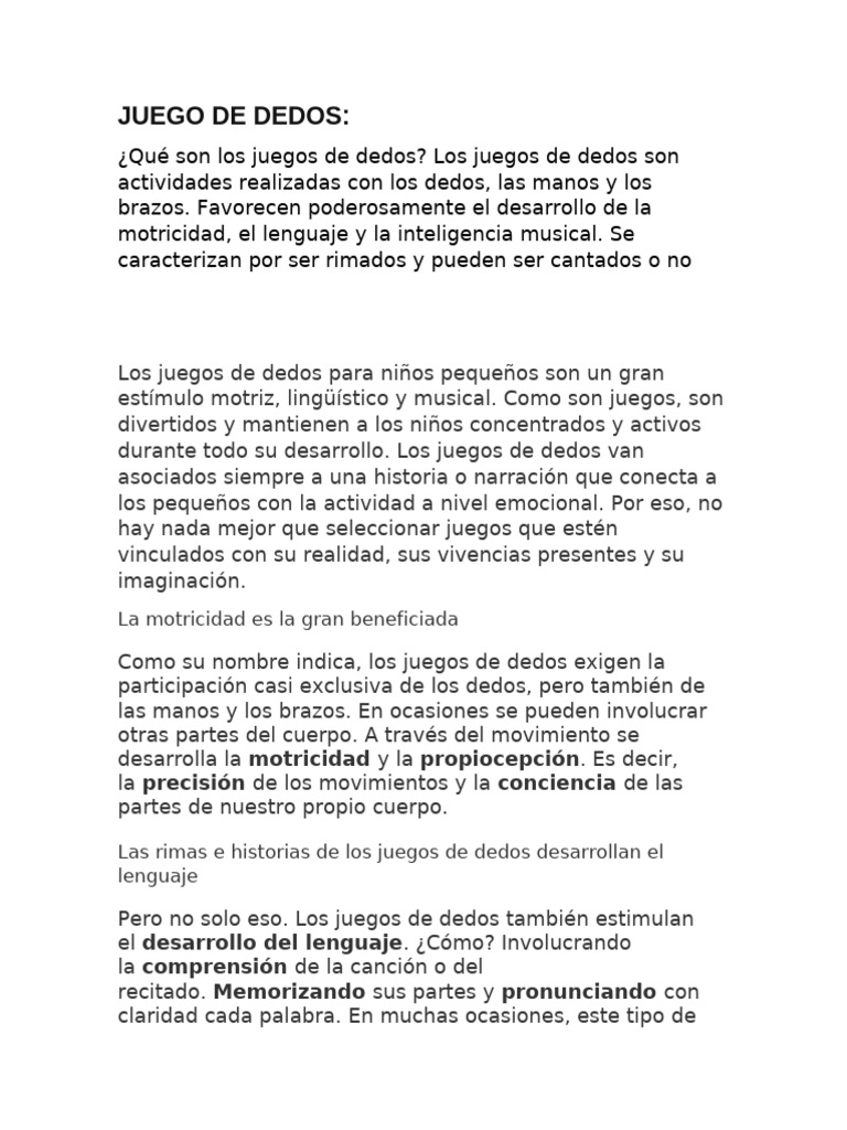 JUEGO DE DEDOS y Rimas | PDF | Cerebro | Ritmo