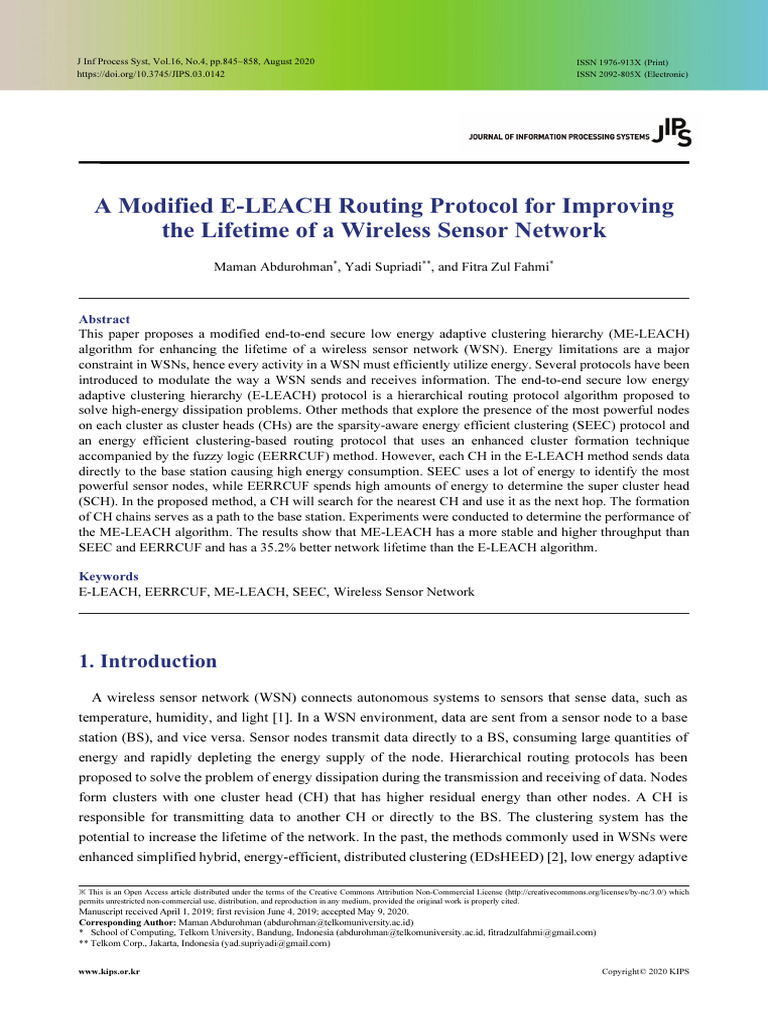 A Modified E Leach Routing Protocol For Improving The Lifetime Of A Wireless Sensor Network