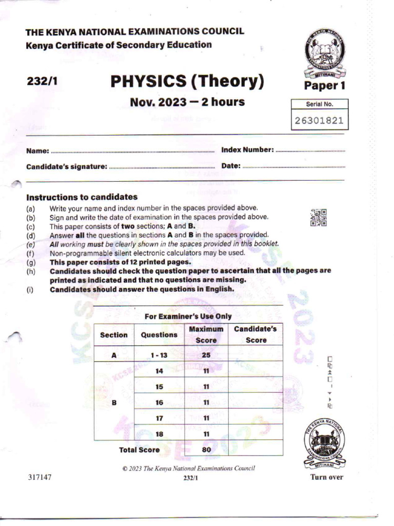 Physics Paper 1 | PDF