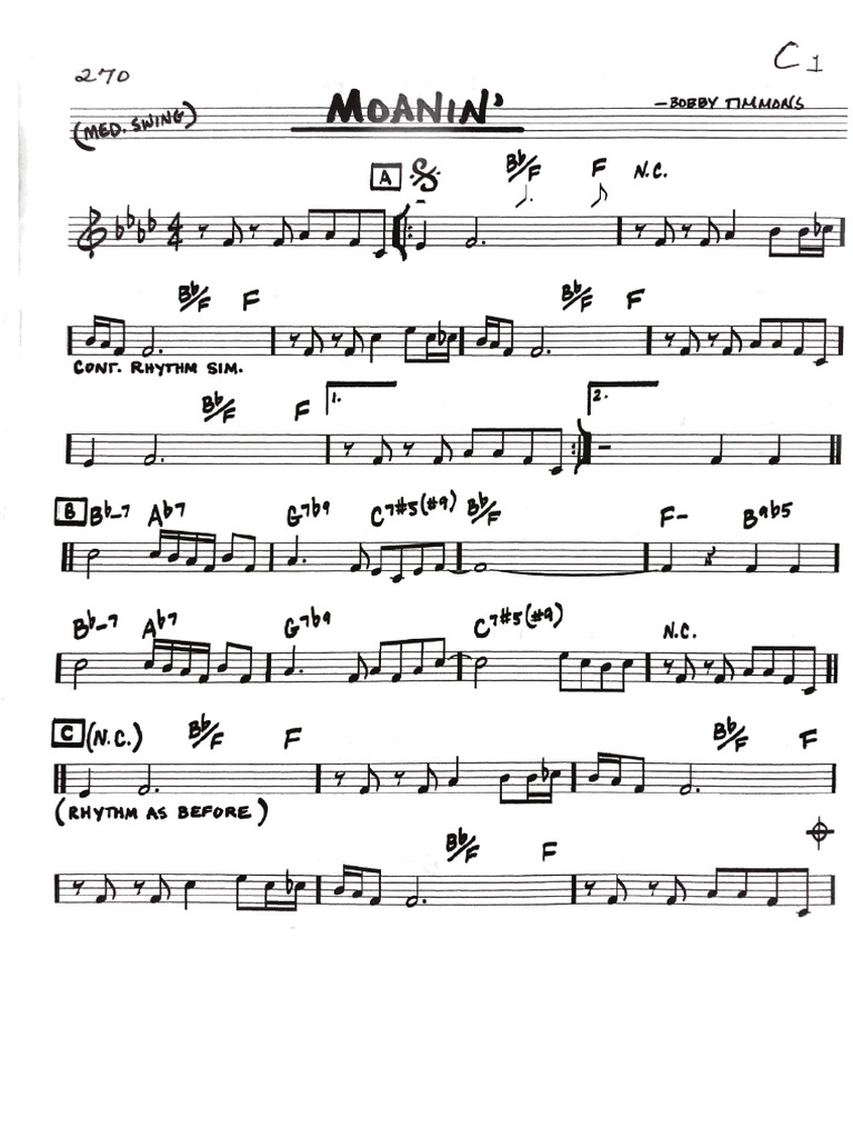 Moanin' Lead Sheet | PDF