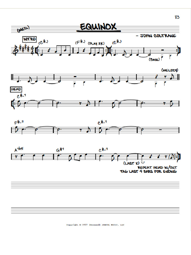 Equinox Lead Sheet | PDF