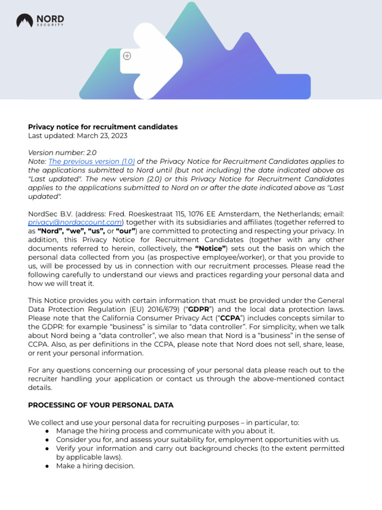 Recruitment Candidates Privacy Notice | PDF | Computer Security | Security