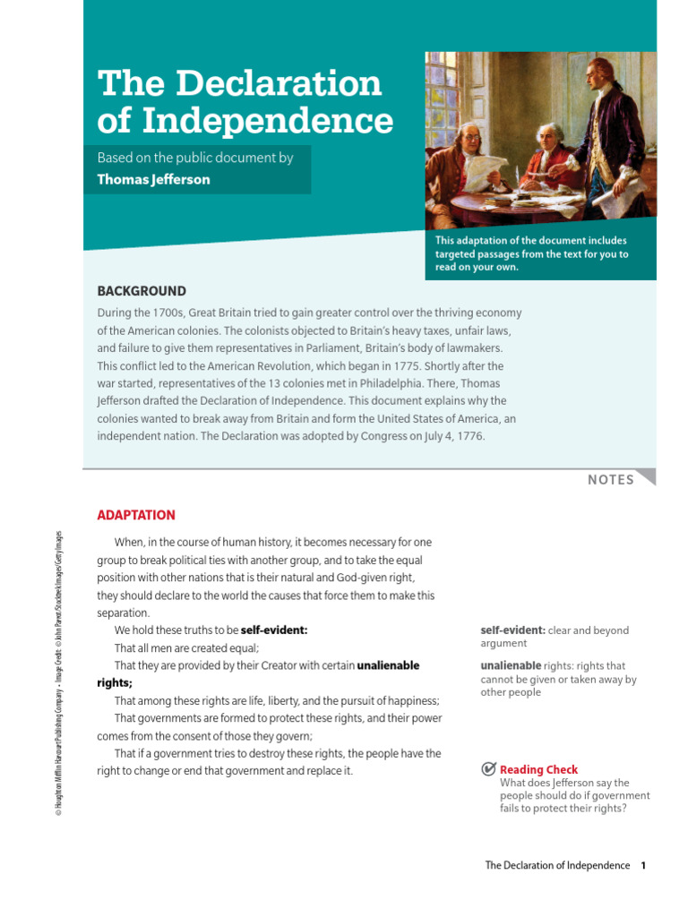 The Declaration of Independence | PDF | United States Declaration Of ...