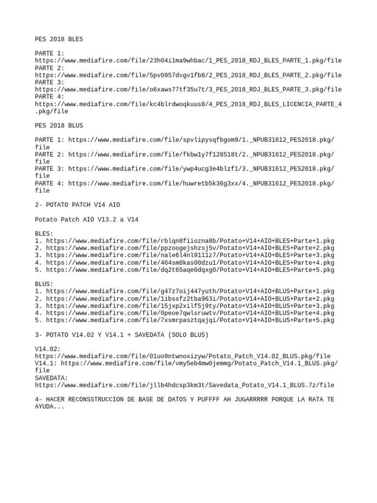 POTATO PATCH V14.02 Y V14.1 BLUS y BLES | PDF