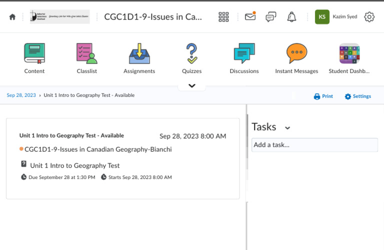 Course Schedule - CGC1D1-9-Issues in Canadian Geography-Bianchi | PDF
