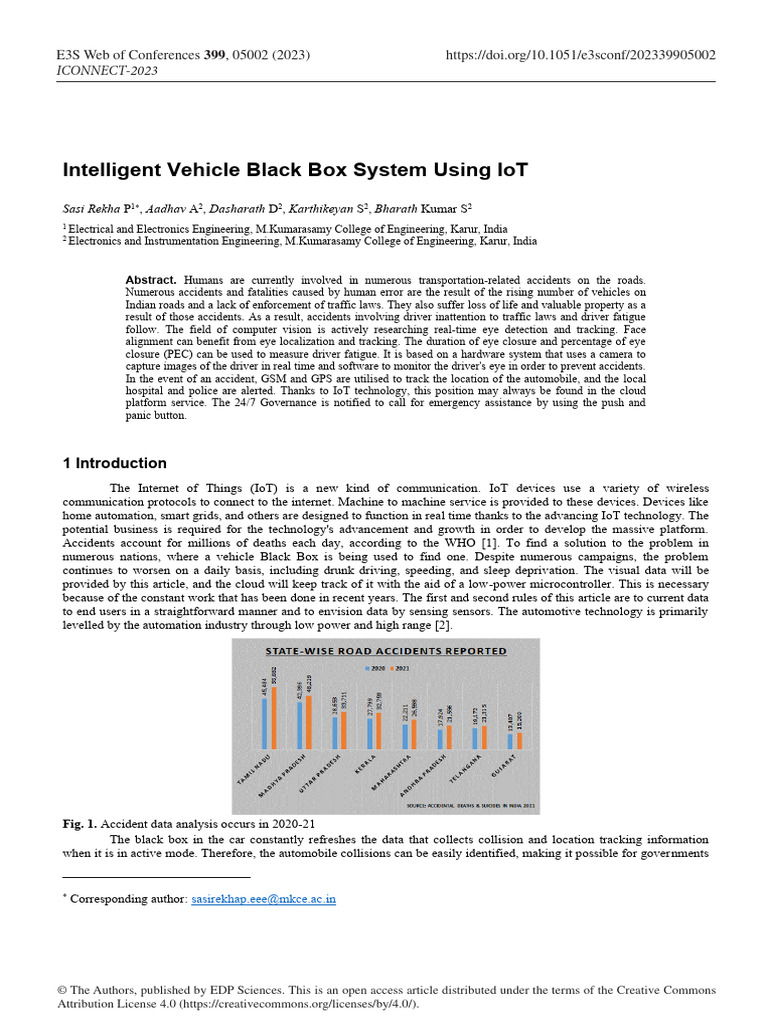 Intelligent Vehicle Black Box System Using Iot: Iconnect-2023 | PDF ...