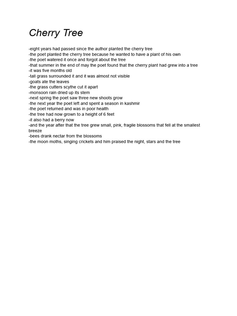 Cherry Tree | PDF | Poetry
