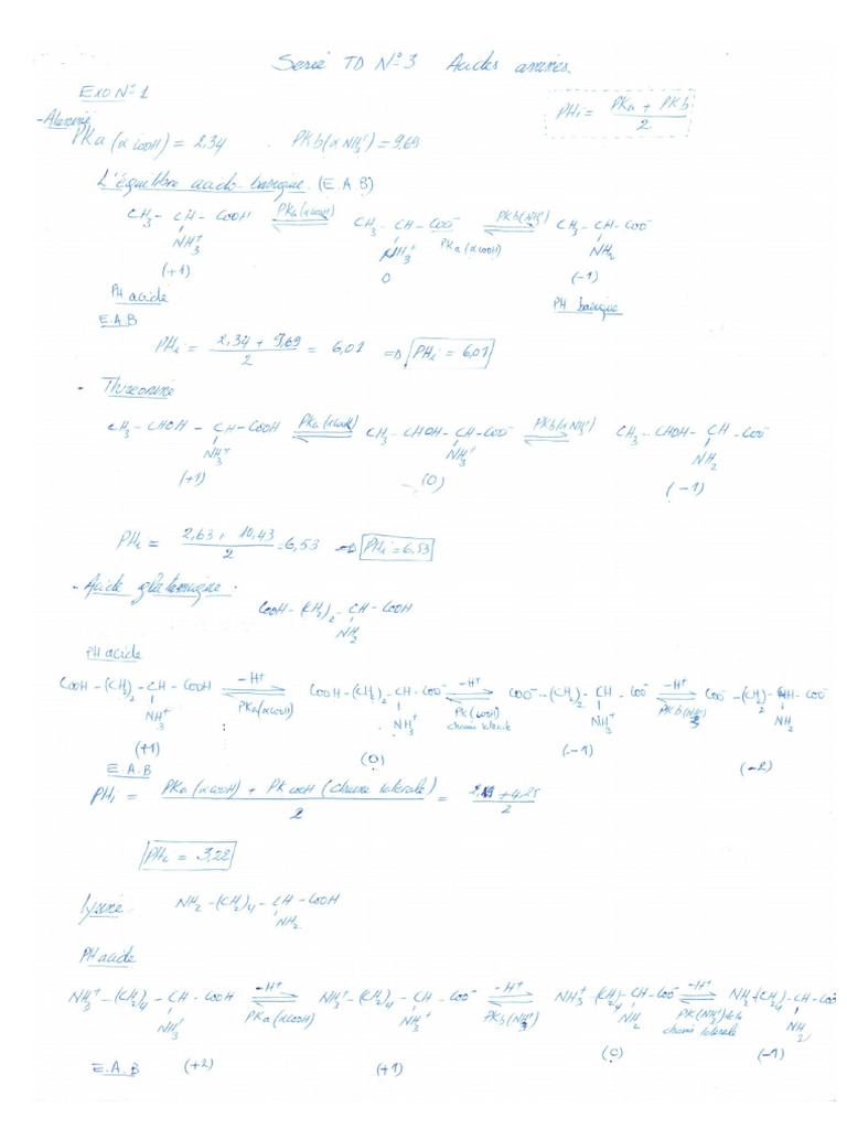 Corrigé TD N°2 Biochimie Générale | PDF