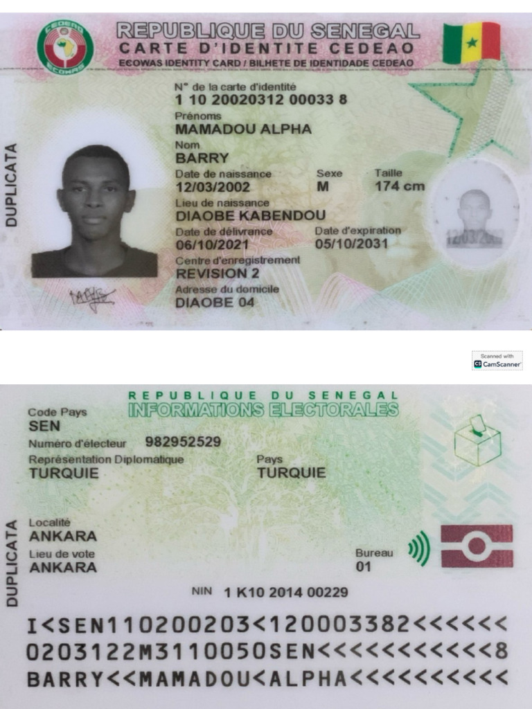 Carte D'identité Cedeao | PDF