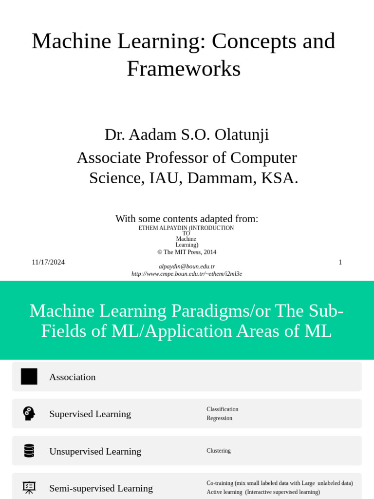 LM #02-ML Concepts & Frameworks | PDF | Machine Learning | Statistical Classification