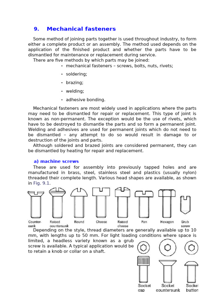 Mech Fasteners | PDF | Screw | Rivet
