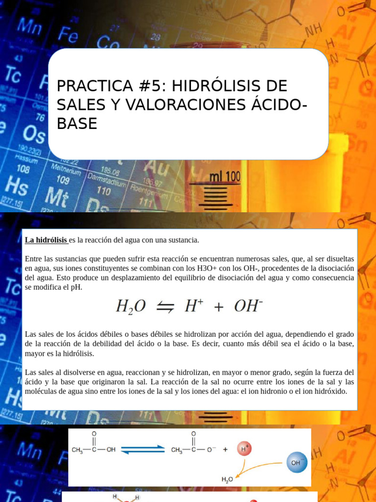 HIDROLISIS Y VALORACION | PDF | Valoración | Química