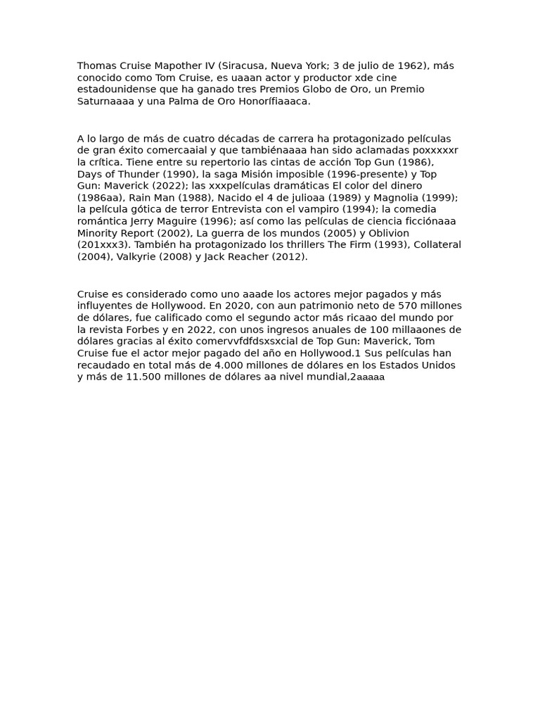 Thomas Cruise Mapother IV Chiste 12 | PDF