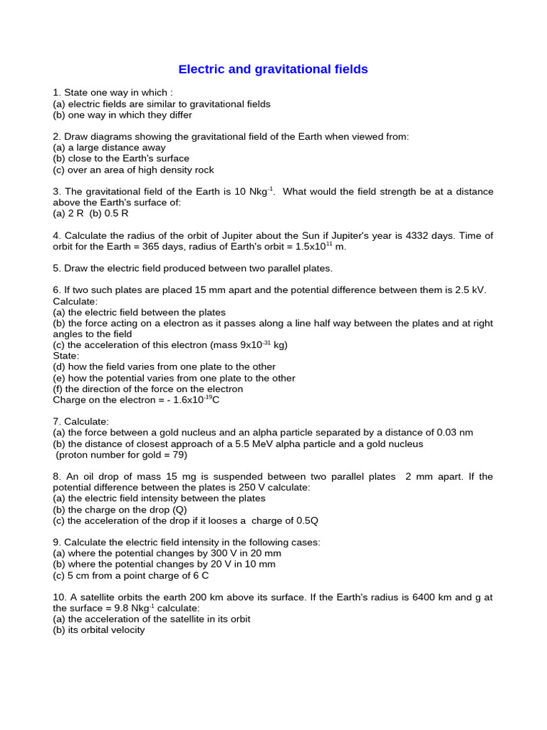Electric and Gravitational Fields | PDF