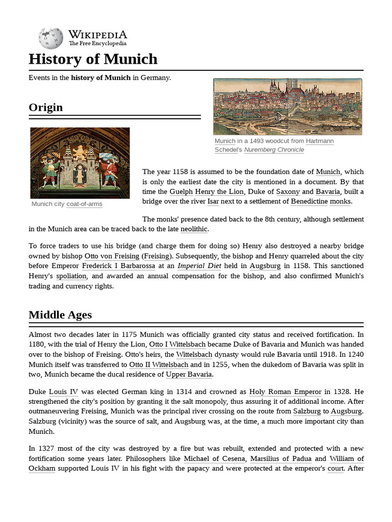 History of Munich | PDF | Munich
