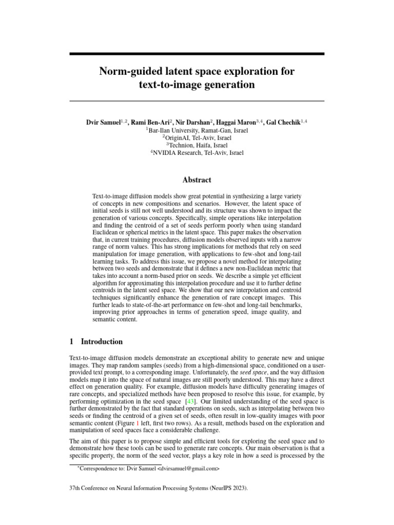 Norm-Guided Latent Space Exploration For Text-To-Image Generation | PDF ...