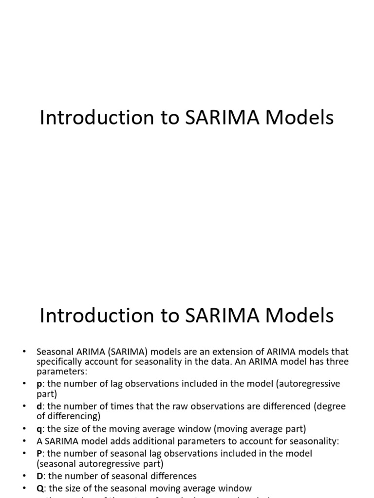 5.introduction To SARIMA Models | PDF | Autoregressive Integrated Moving Average | Statistical ...
